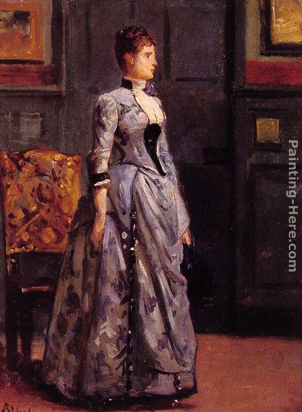 Alfred Stevens Portrait of a Woman in Blue Painting | Best Paintings ...