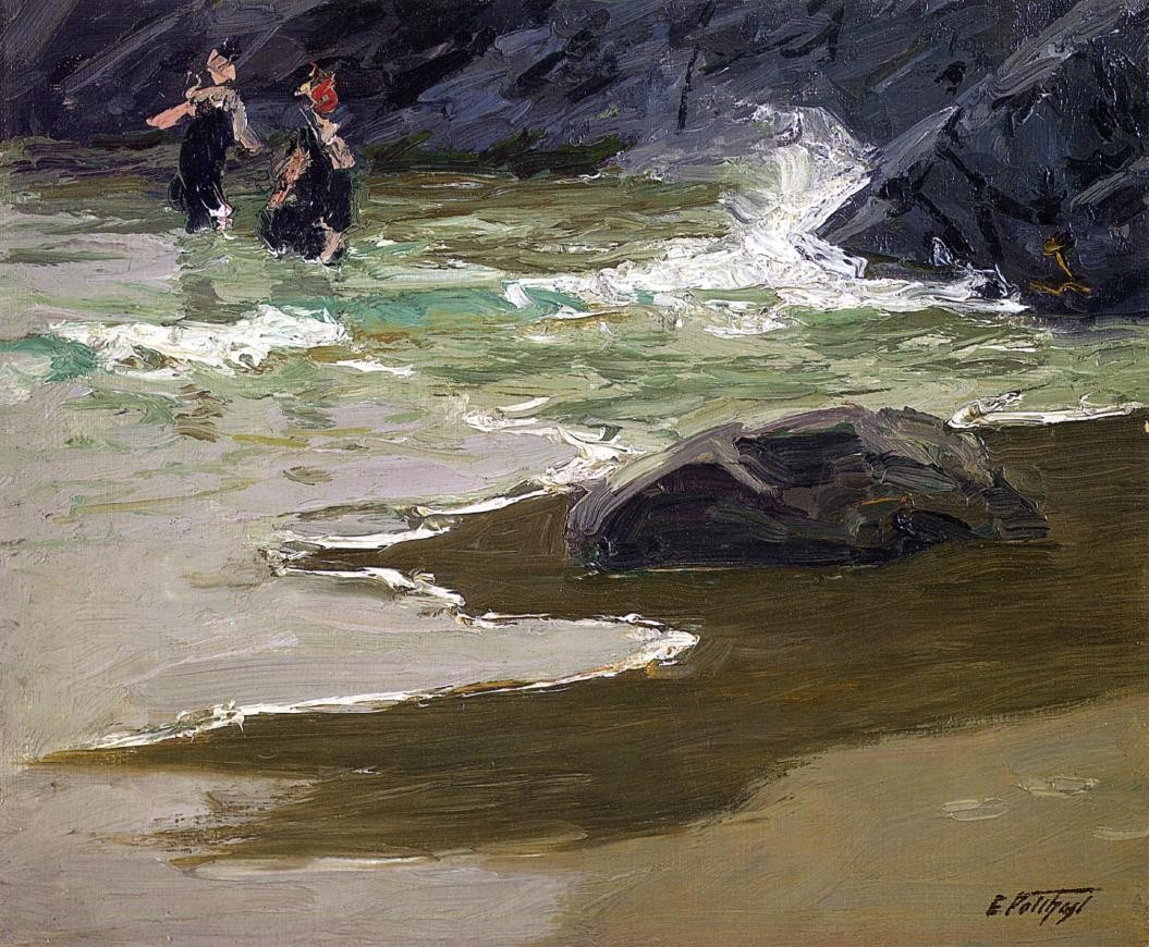 Edward Henry Potthast Bathers by a Rocky Coast Painting | Best ...