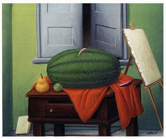 Fernando Botero Still Life With Watermelon Painting | Best Paintings ...