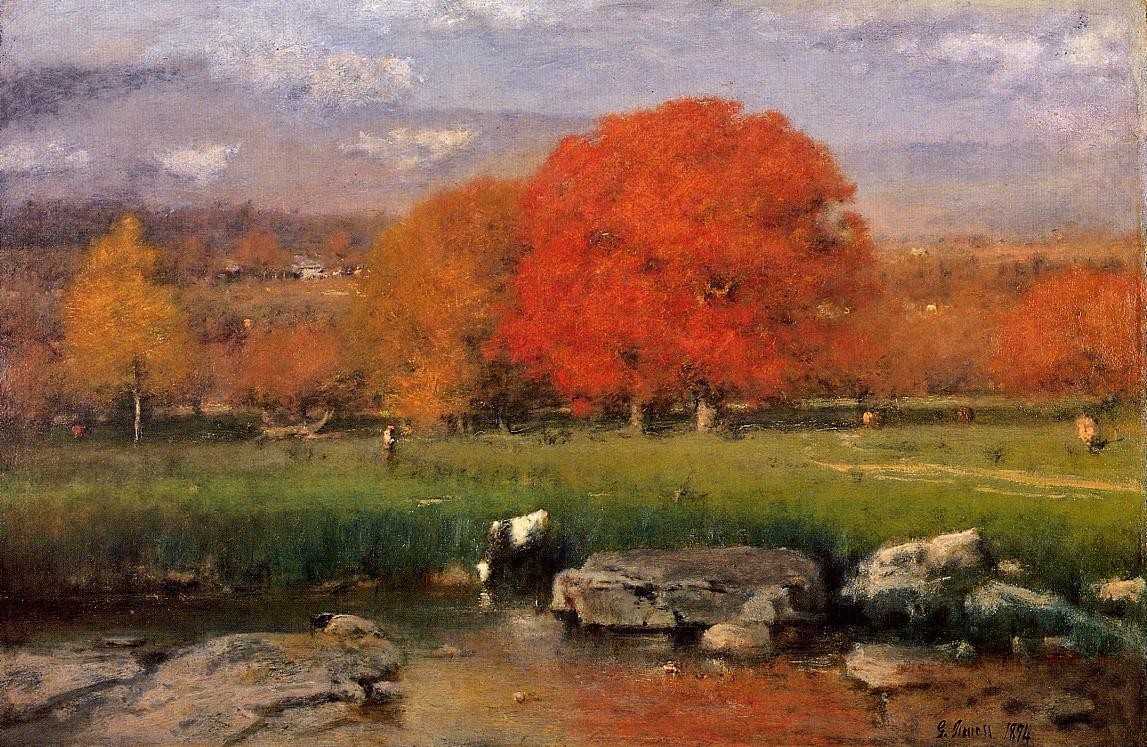 George Inness Landscape with Cattle Painting | Best Paintings For Sale