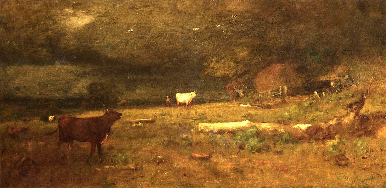 George Inness Landscape with Cattle Painting | Best Paintings For Sale