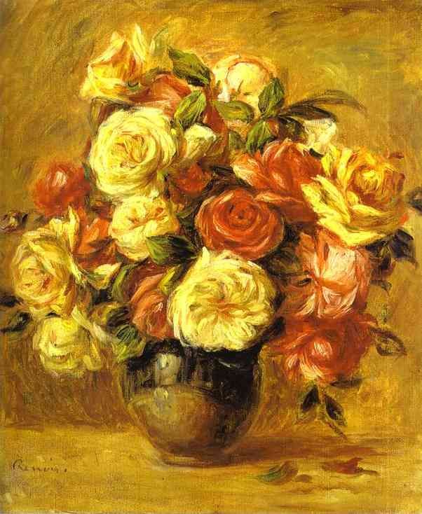 Pierre Auguste Renoir Bouquet of Roses (Bouquet de roses) Painting ...