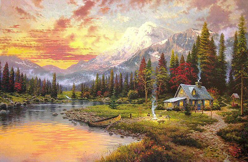Thomas Kinkade Nanette's Cottage Painting | Best Paintings For Sale