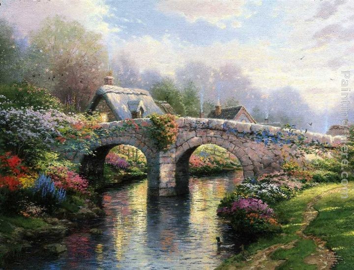 Thomas Kinkade Blossom Bridge Painting | Best Paintings For Sale