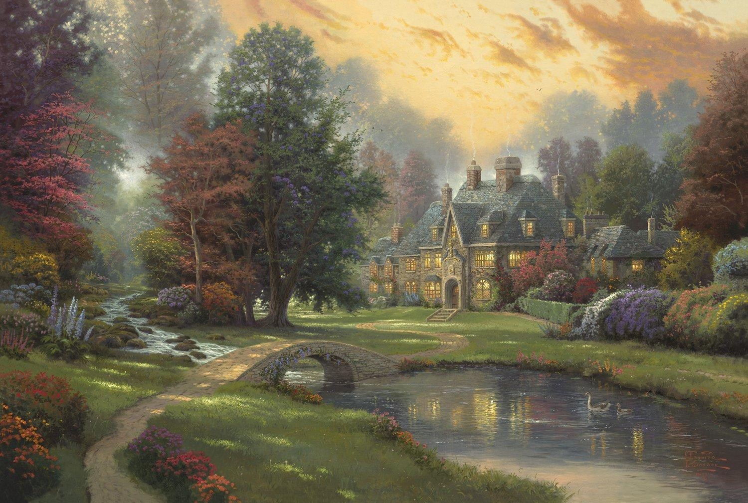 Thomas Kinkade Lakeside Manor Painting | Best Paintings For Sale