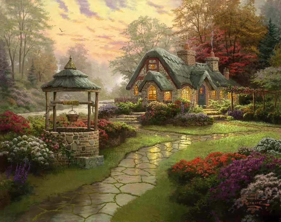 Thomas Kinkade Make a Wish Cottage Painting | Best Paintings For Sale
