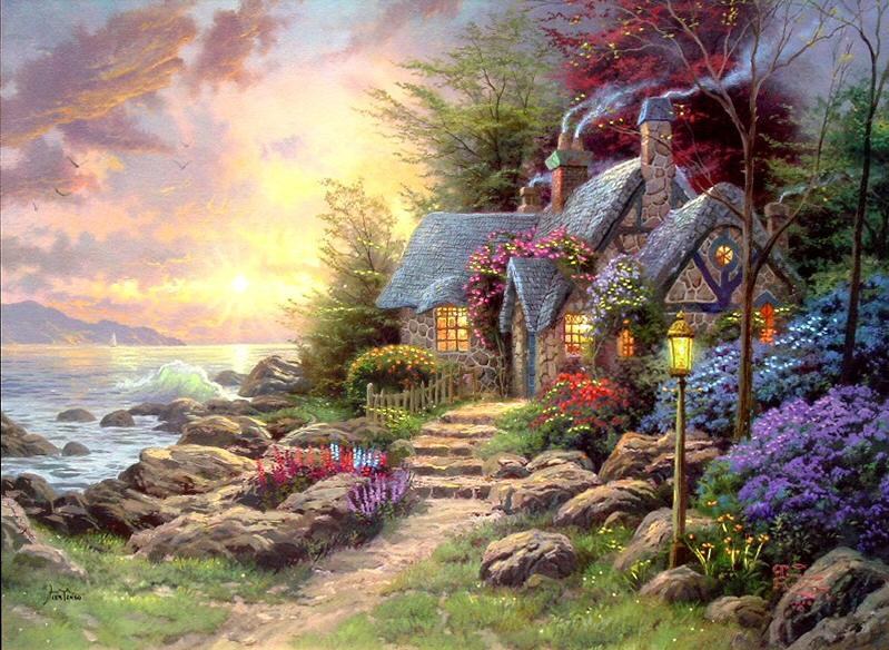 Thomas Kinkade Seaside Hideaway Painting | Best Paintings For Sale