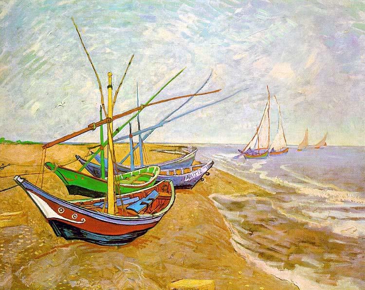 Vincent van Gogh Fishing Boats on the Beach Painting | Best Paintings ...
