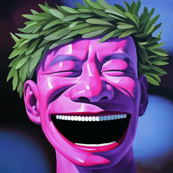 Yue Minjun hat series 4 Painting | Best Paintings For Sale