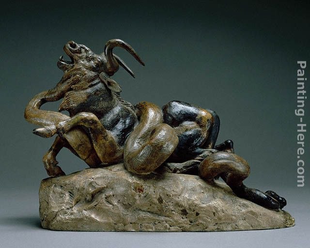 Antoine Louis Barye Python Killing a Gnu Painting | Best Paintings For Sale