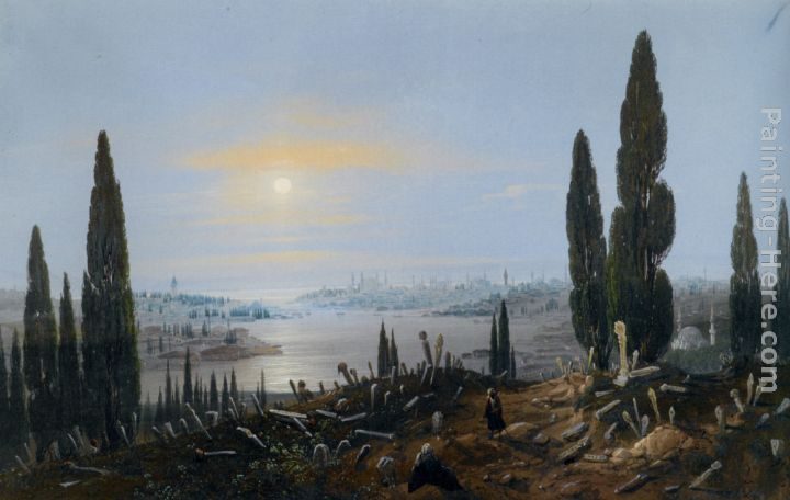 Carlo Bossoli View of Constantinople by moonlight Painting | Best ...