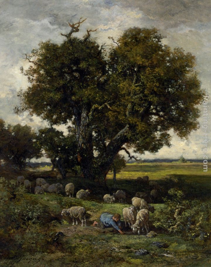 Charles Emile Jacque Little Blue Boy Painting | Best Paintings For Sale