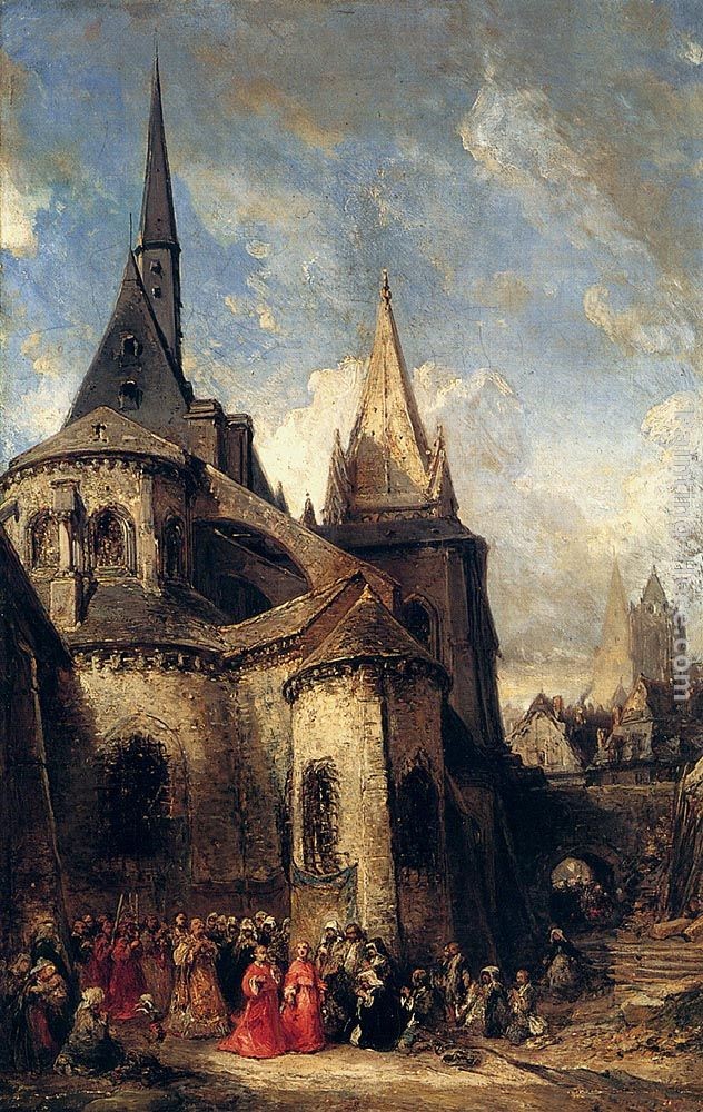 Eugene Isabey La Procession Painting | Best Paintings For Sale