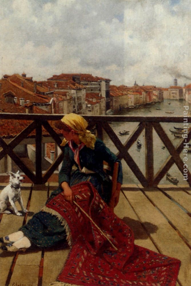 Franz Leo Ruben A Distraction On The Accademia Bridge, Venice Painting ...
