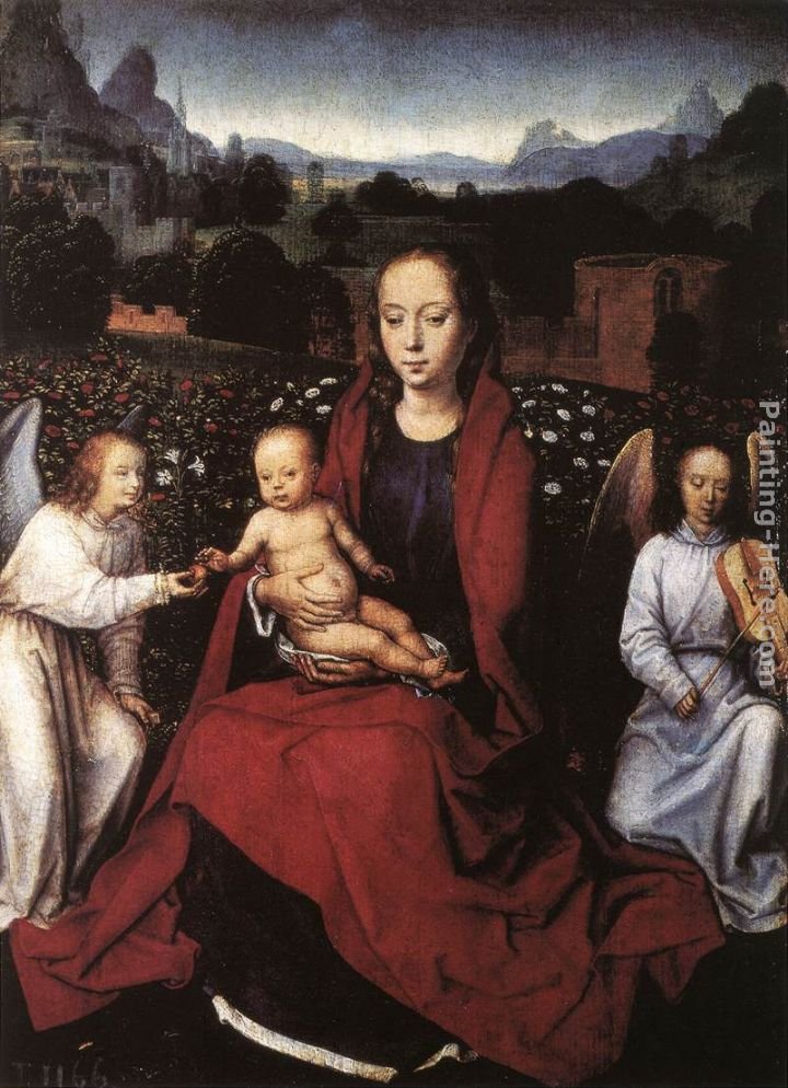 Hans Memling Virgin and Child in a Rose-Garden with Two Angels Painting ...