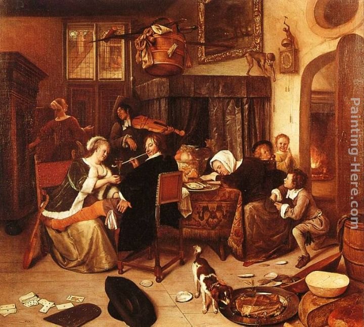 Jan Steen The Dissolute Household Painting | Best Paintings For Sale