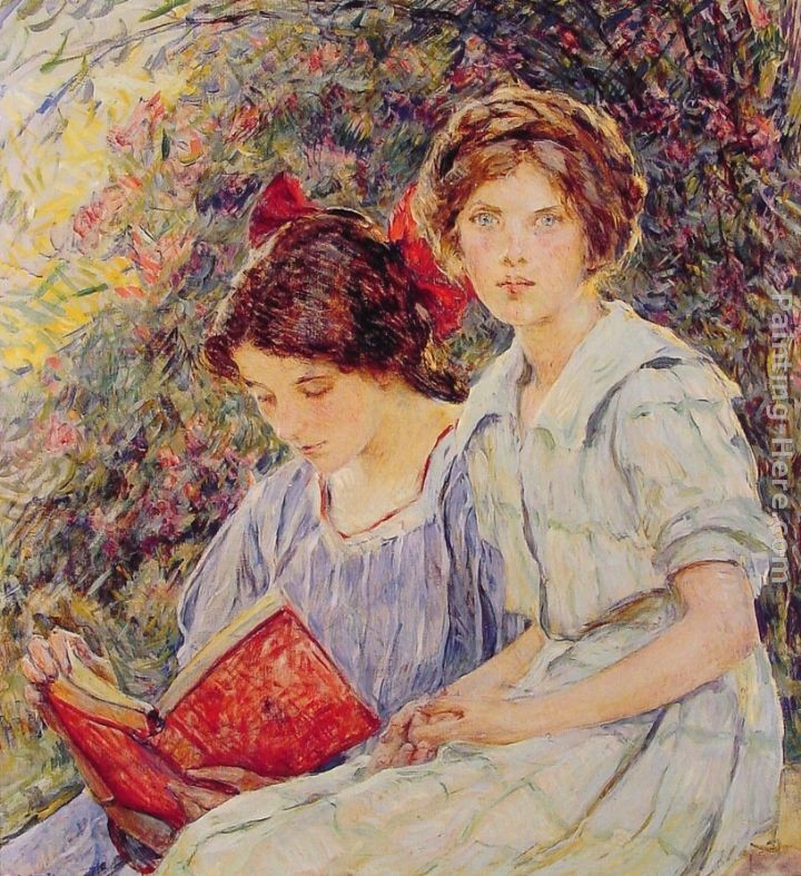 Robert Reid Two Girls Reading Painting | Best Paintings For Sale