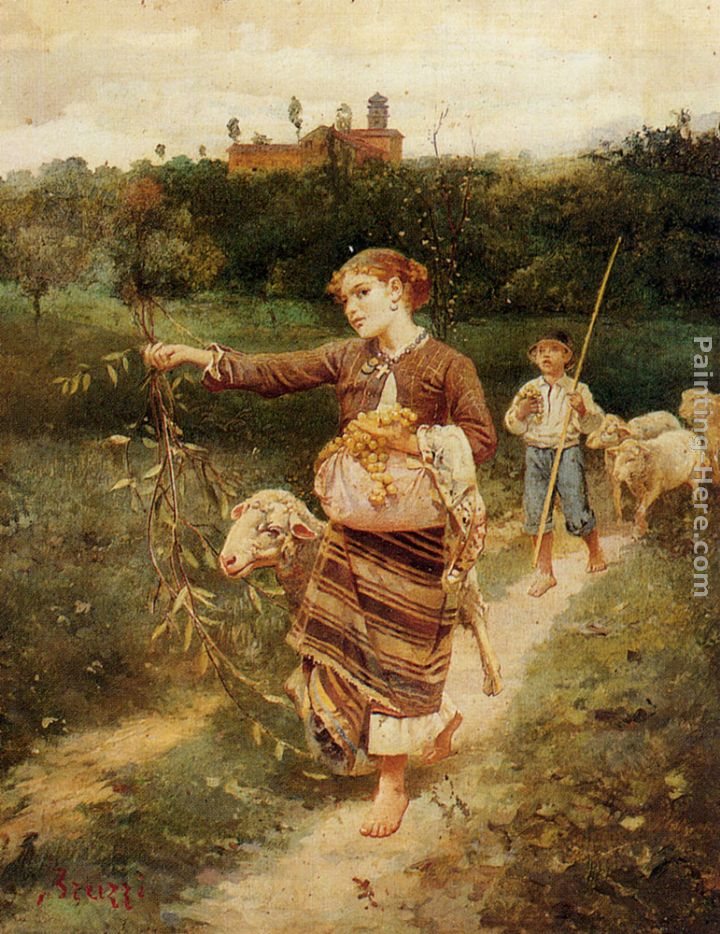 Stefano Bruzzi The Grape Pickers Painting | Best Paintings For Sale