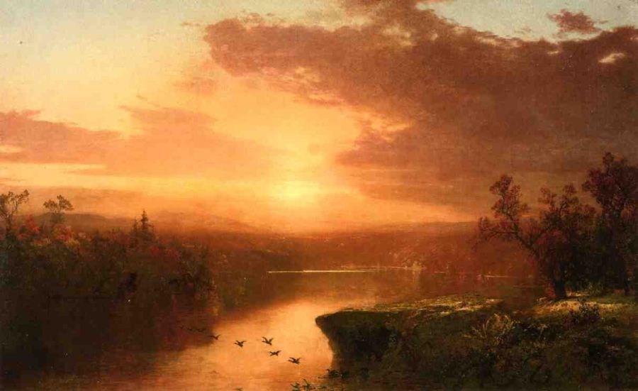 John Frederick Kensett Sunset over Lake George Painting | Best Sunset ...