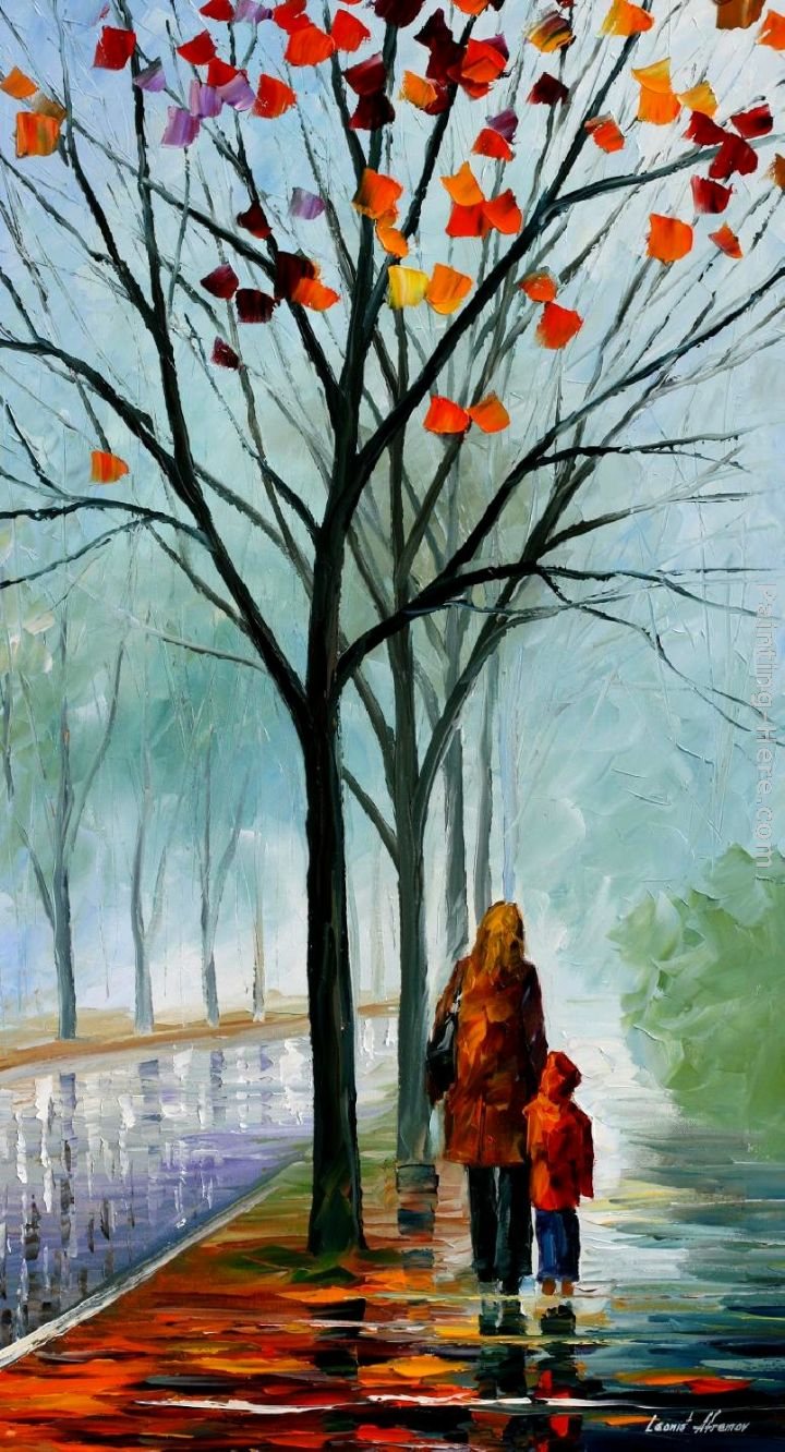 Leonid Afremov STROLL WITH MAMA Painting | Best STROLL WITH MAMA ...