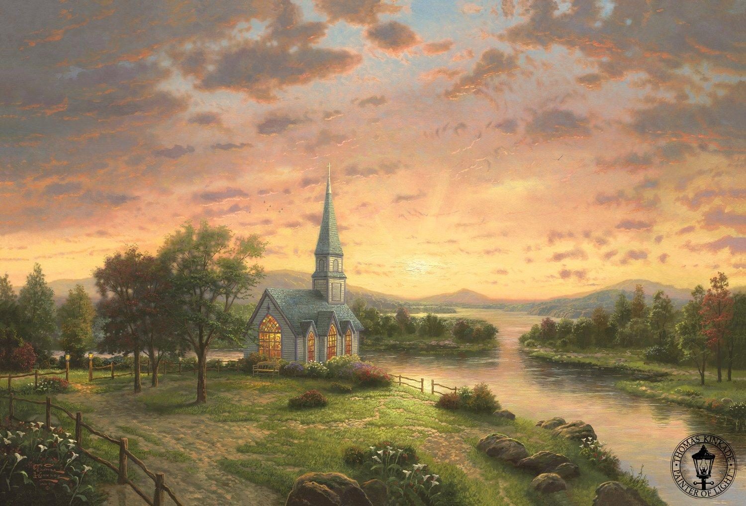 Thomas Kinkade Sunrise Chapel Painting | Best Sunrise Chapel Paintings ...