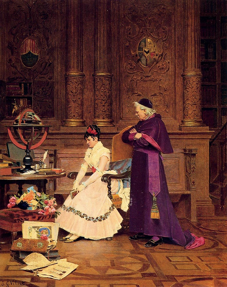 Jehan Georges Vibert The Reprimand Painting | Best Paintings For Sale